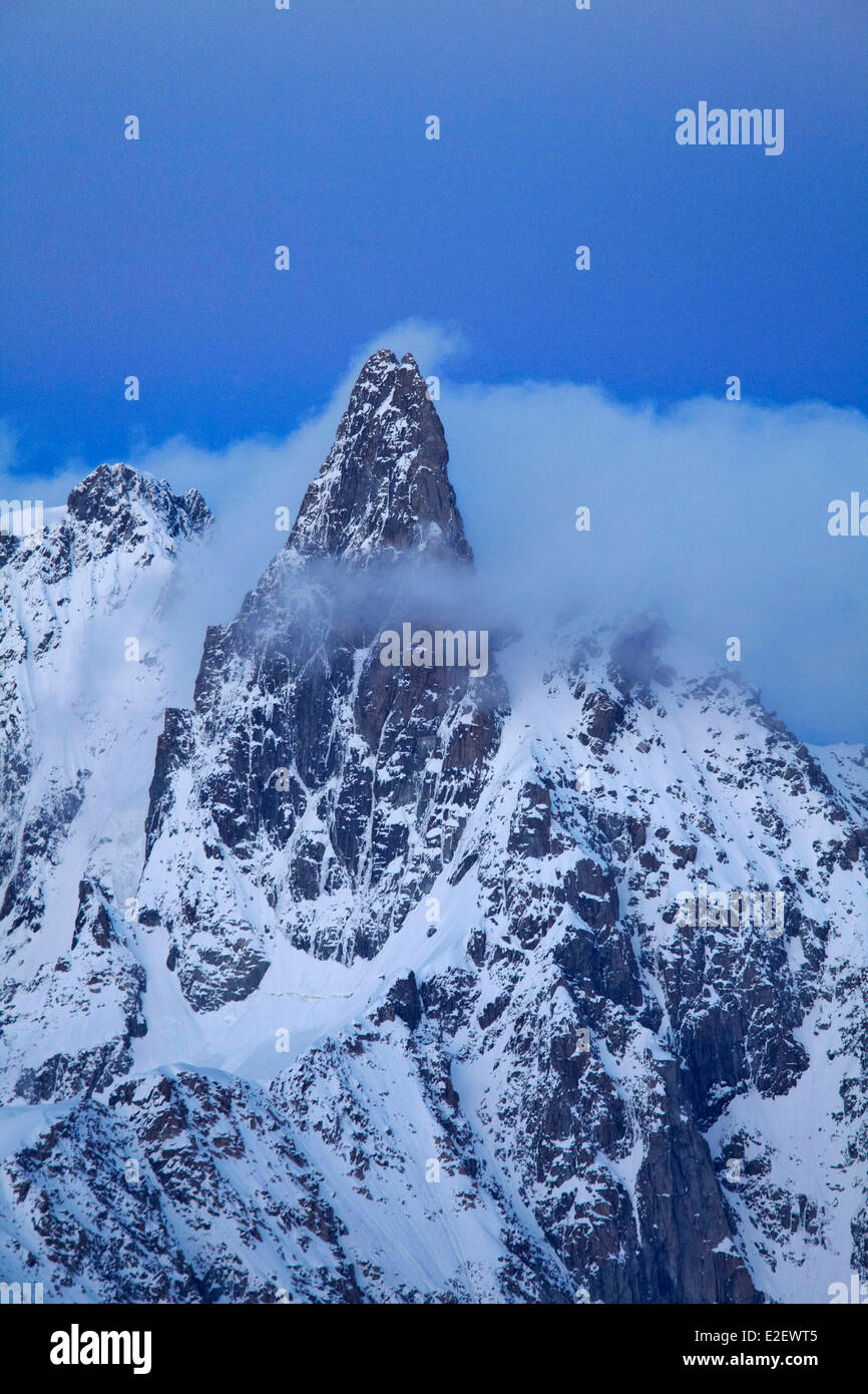 France, Haute Savoie, Chamonix, the Dent du Geant (4013m), Mont Blanc ...