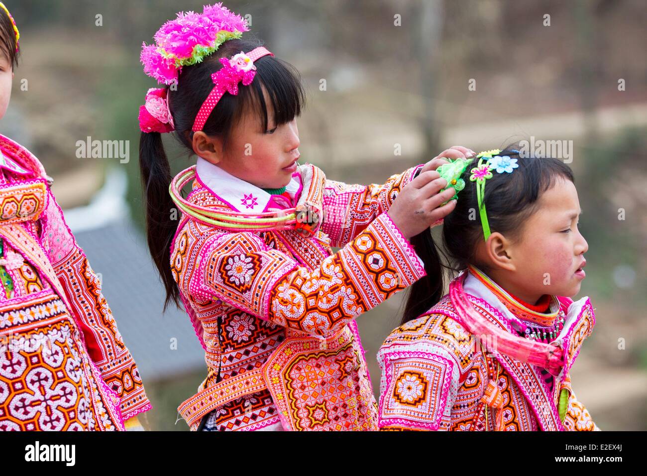 Asia china guizhou miao hmong festival girl hi-res stock photography ...