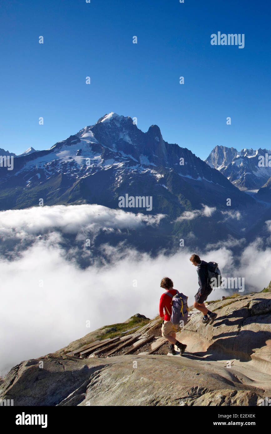 France, Haute Savoie, Chamonix Mont Blanc, trekking, grand Balcon ...