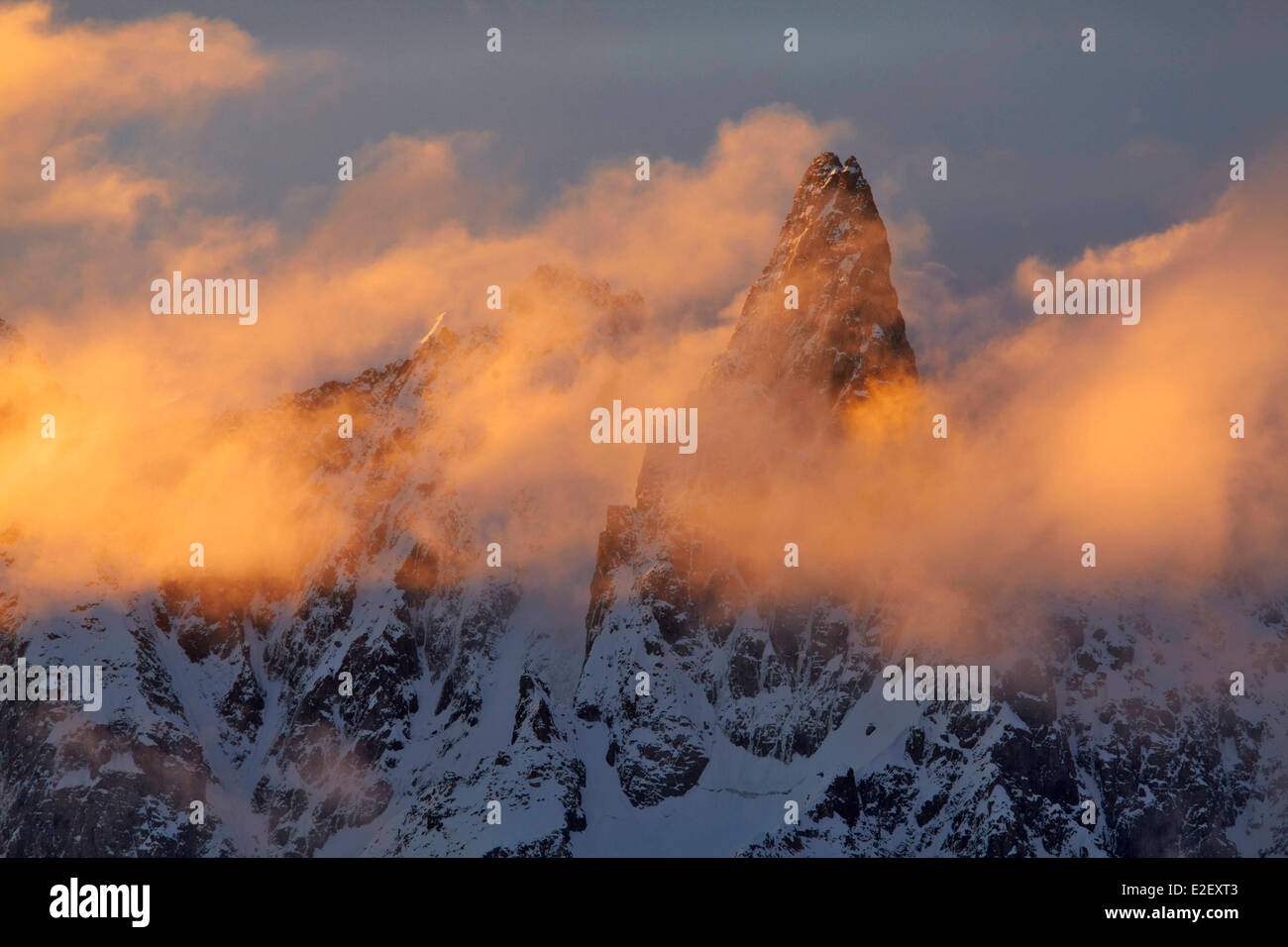 France, Haute Savoie, Chamonix Mont Blanc, the Dent du Geant (4013m) at ...