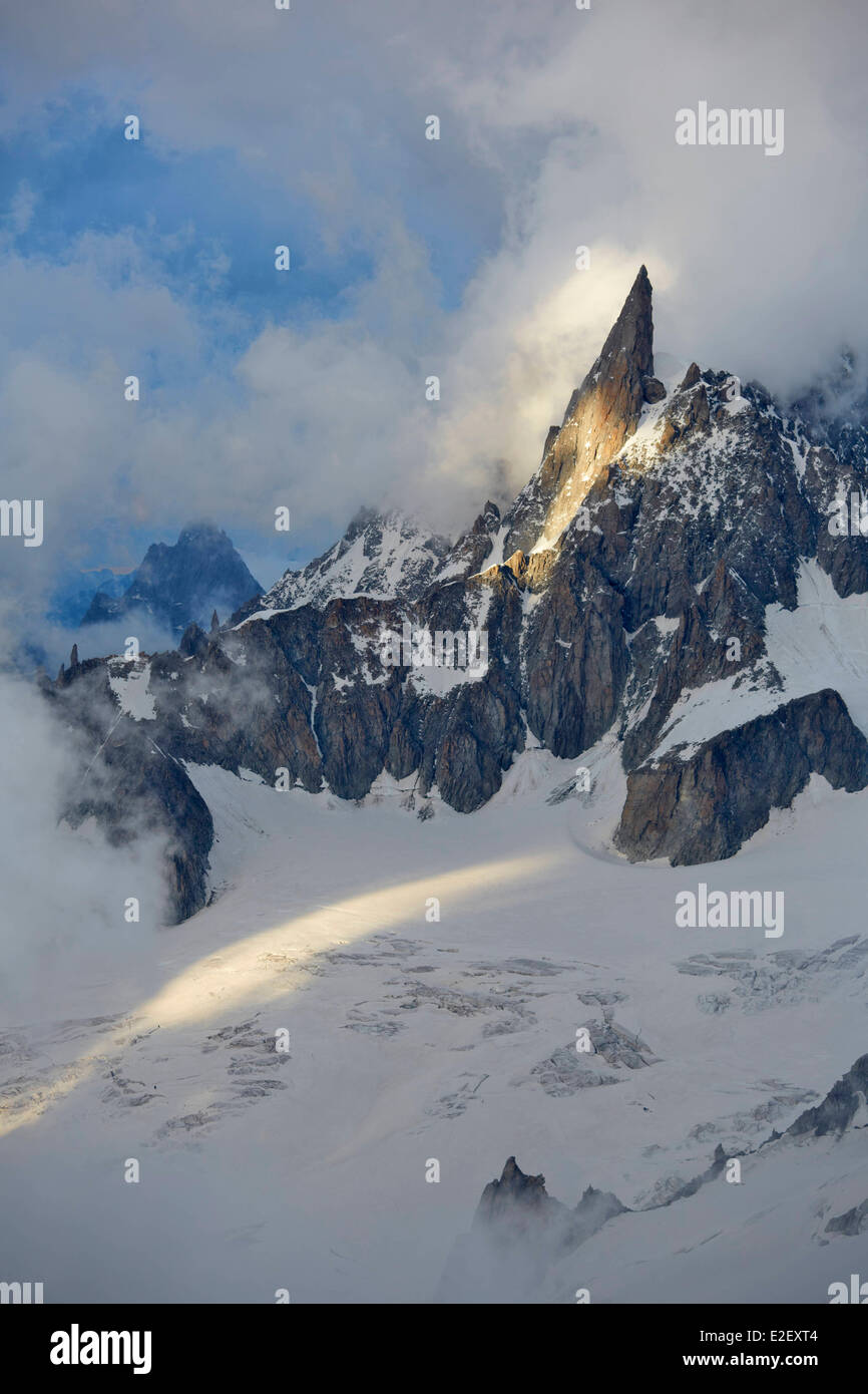France, Haute Savoie, Chamonix Mont Blanc, the Dent du Geant (4013m) at ...