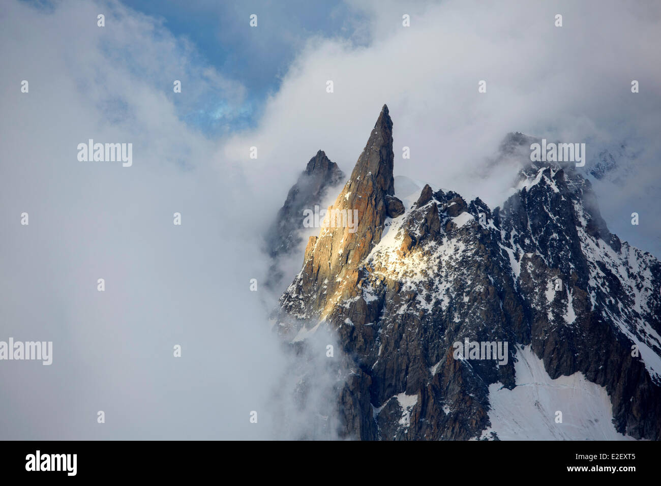 France, Haute Savoie, Chamonix Mont Blanc, the Dent du Geant (4013m) at ...