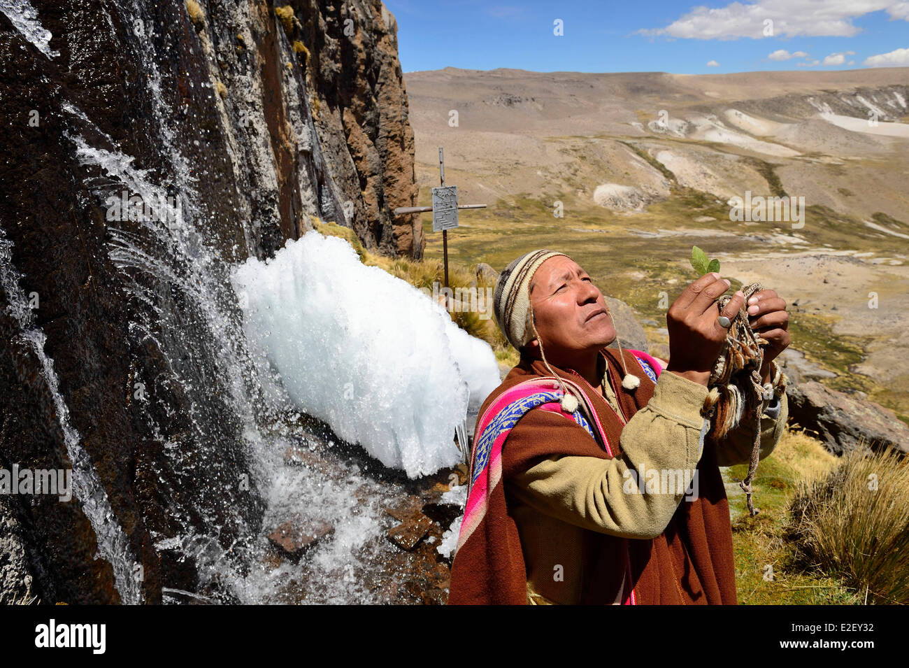 Peru Arequipa province Chivay Mismi volcano (5597 m) the source of the ...