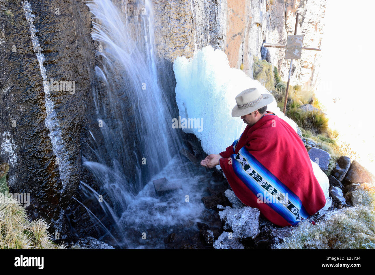 Peru Arequipa province Chivay Mismi volcano (5597 m) the source of the ...