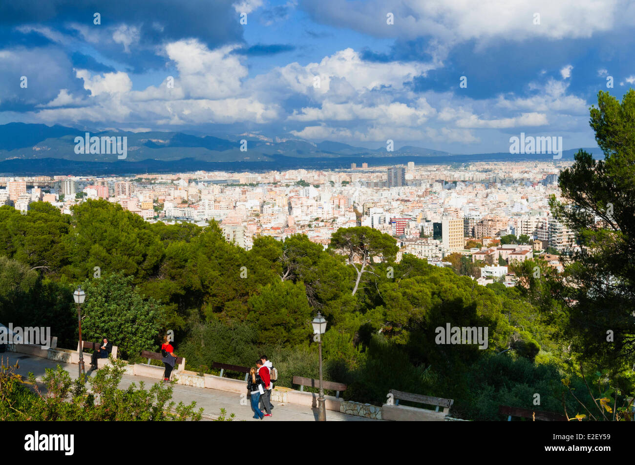 Spain, Balearic Islands, Majorca, Palma de Majorca, harbor bay from ...