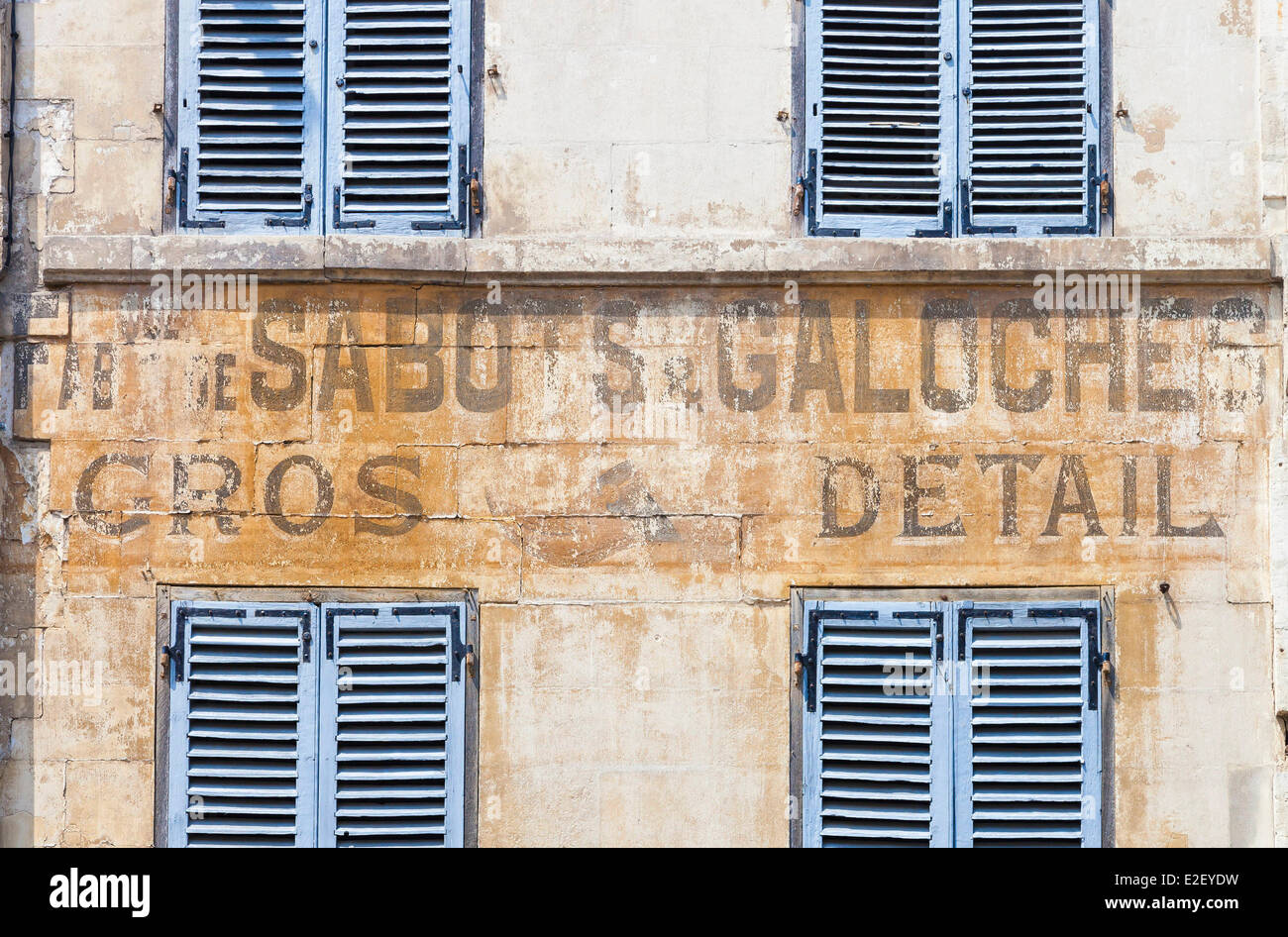France, Charente Maritime, La Rochelle, old advertising sign on a wall ...