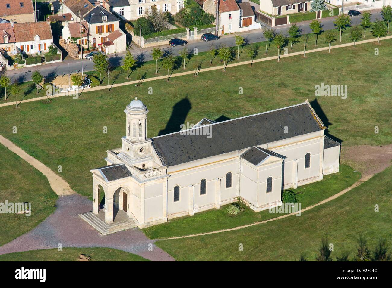 France, Calvados, Amfreville, the church (aerial view Stock Photo - Alamy