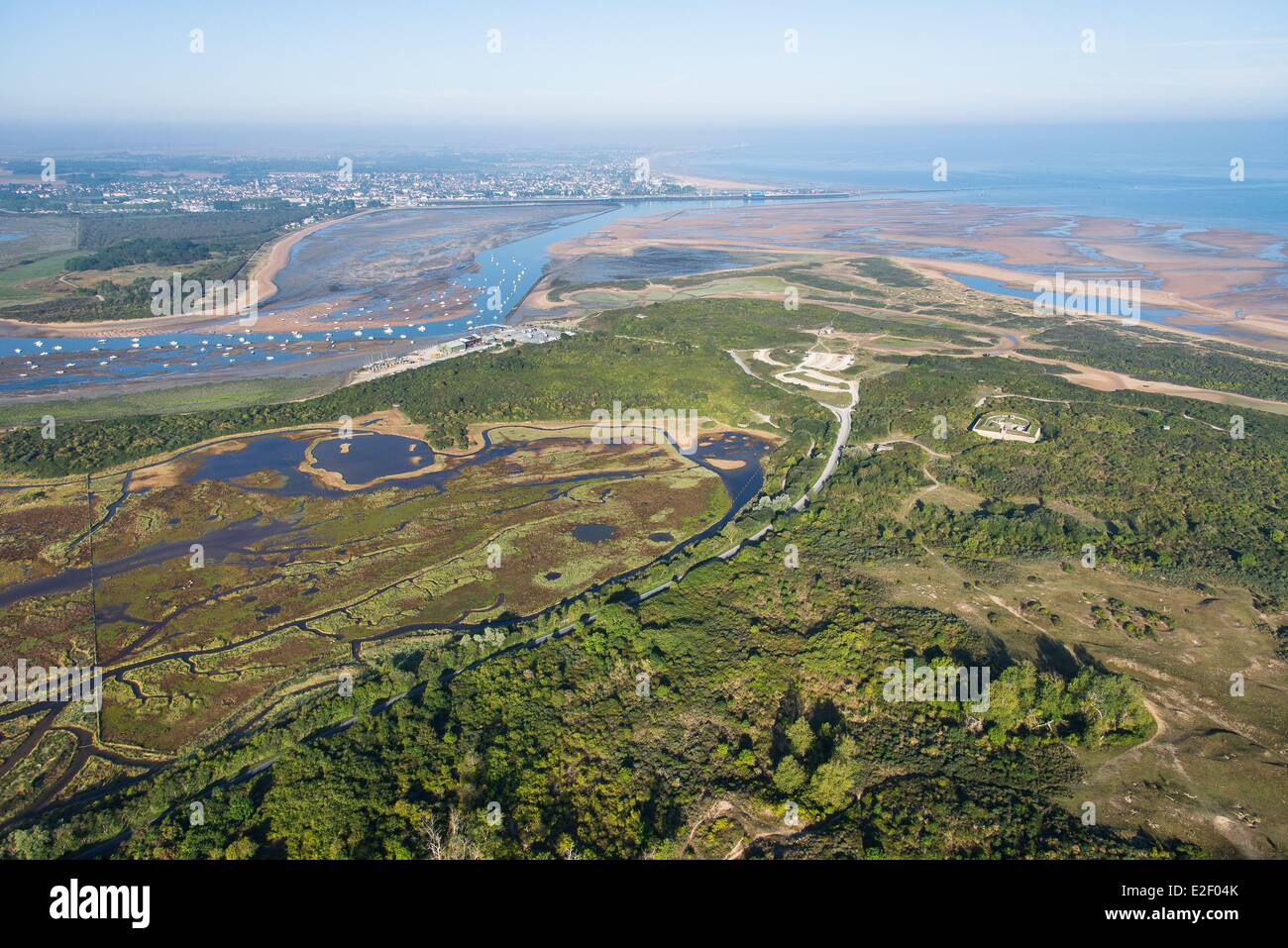 France, Calvados, Merville Franceville Plage, Orne bay at low tide ...
