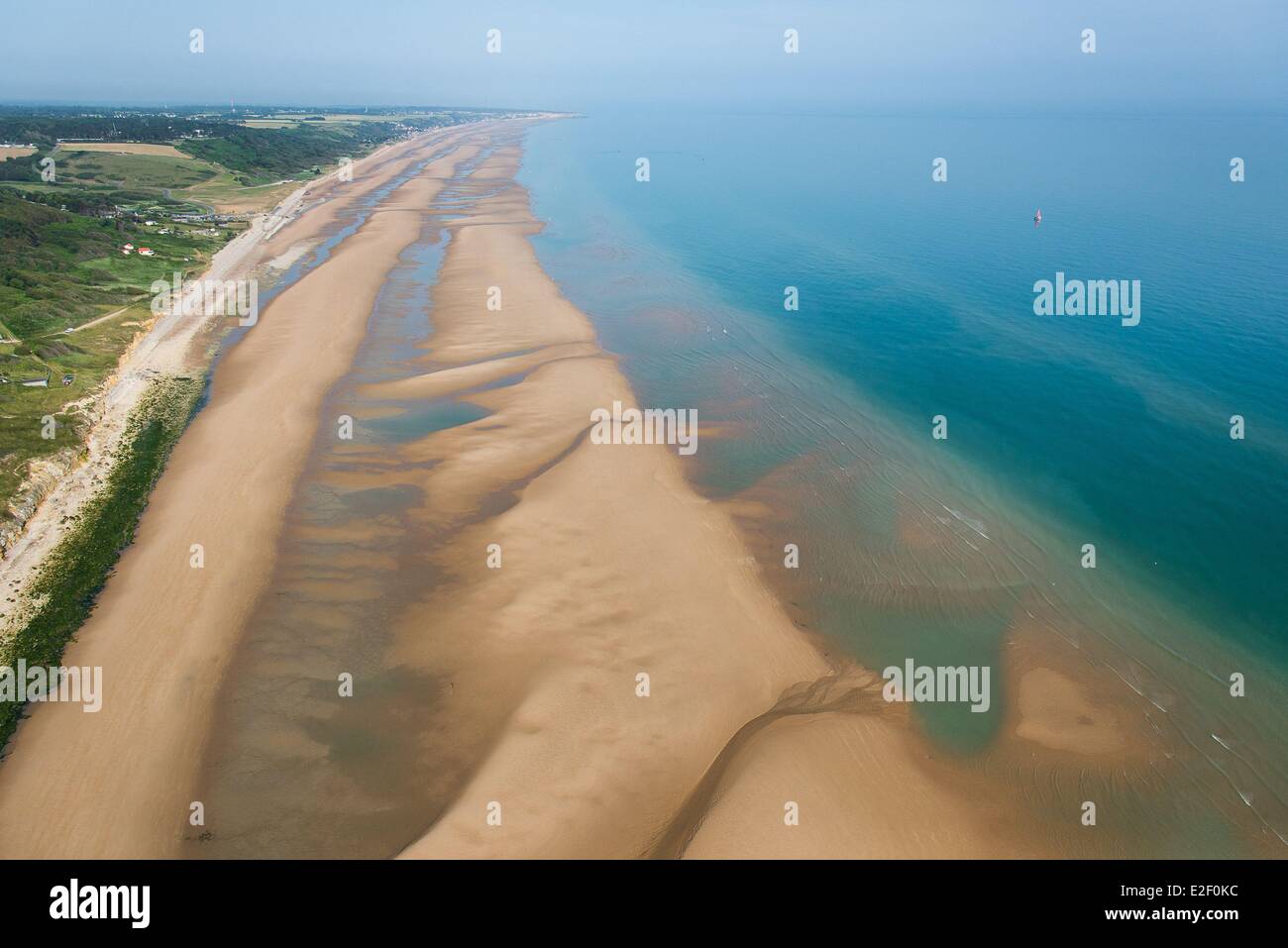 France, Calvados, Colleville sur Mer, Omaha Beach (aerial view Stock ...