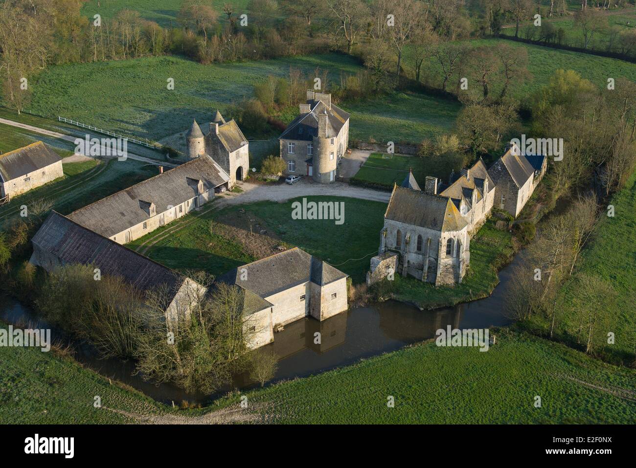 France, Manche, Amfreville, the castle (aerial view Stock Photo - Alamy