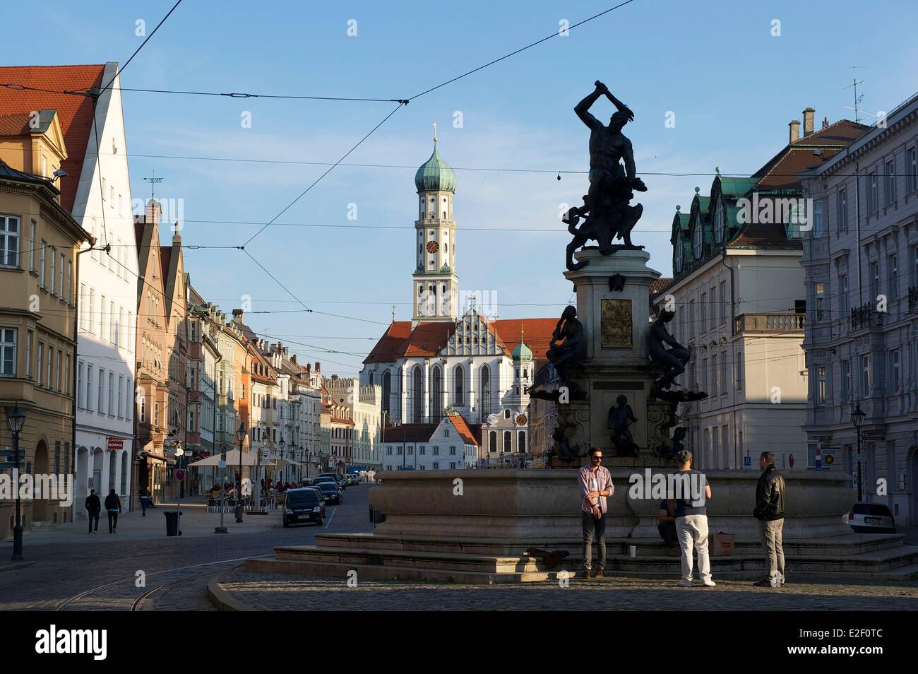 Germany, Bavaria, Augsburg, Maximilianstrasse, Sankt Ulrich and Afra ...