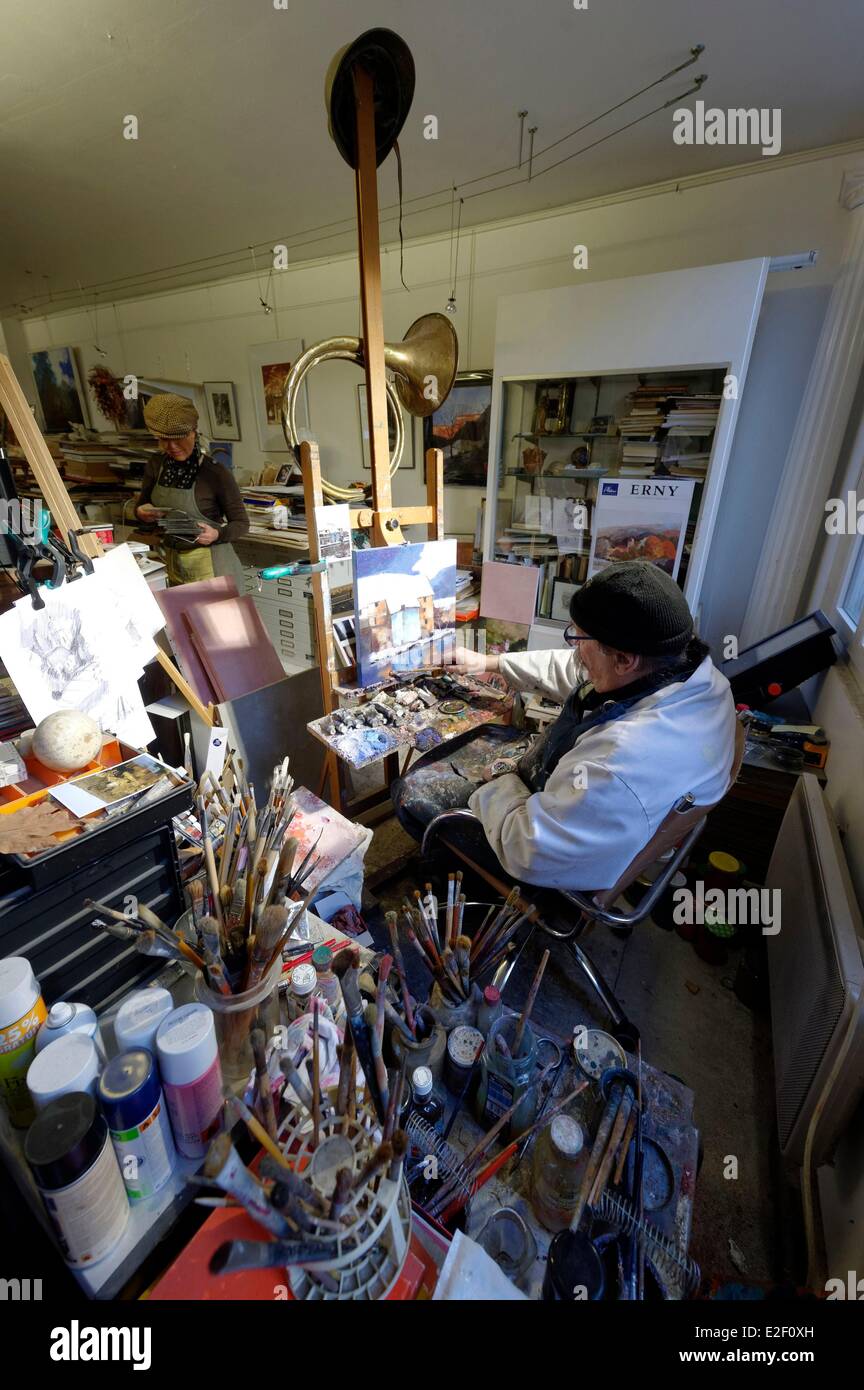 France, Doubs, Besancon, the historic center, Gilles Erny, painter ...