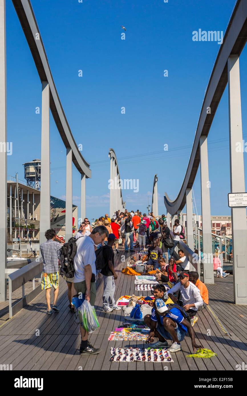 Spain Catalonia Barcelona La Barceloneta Port Vell gateways to the ...
