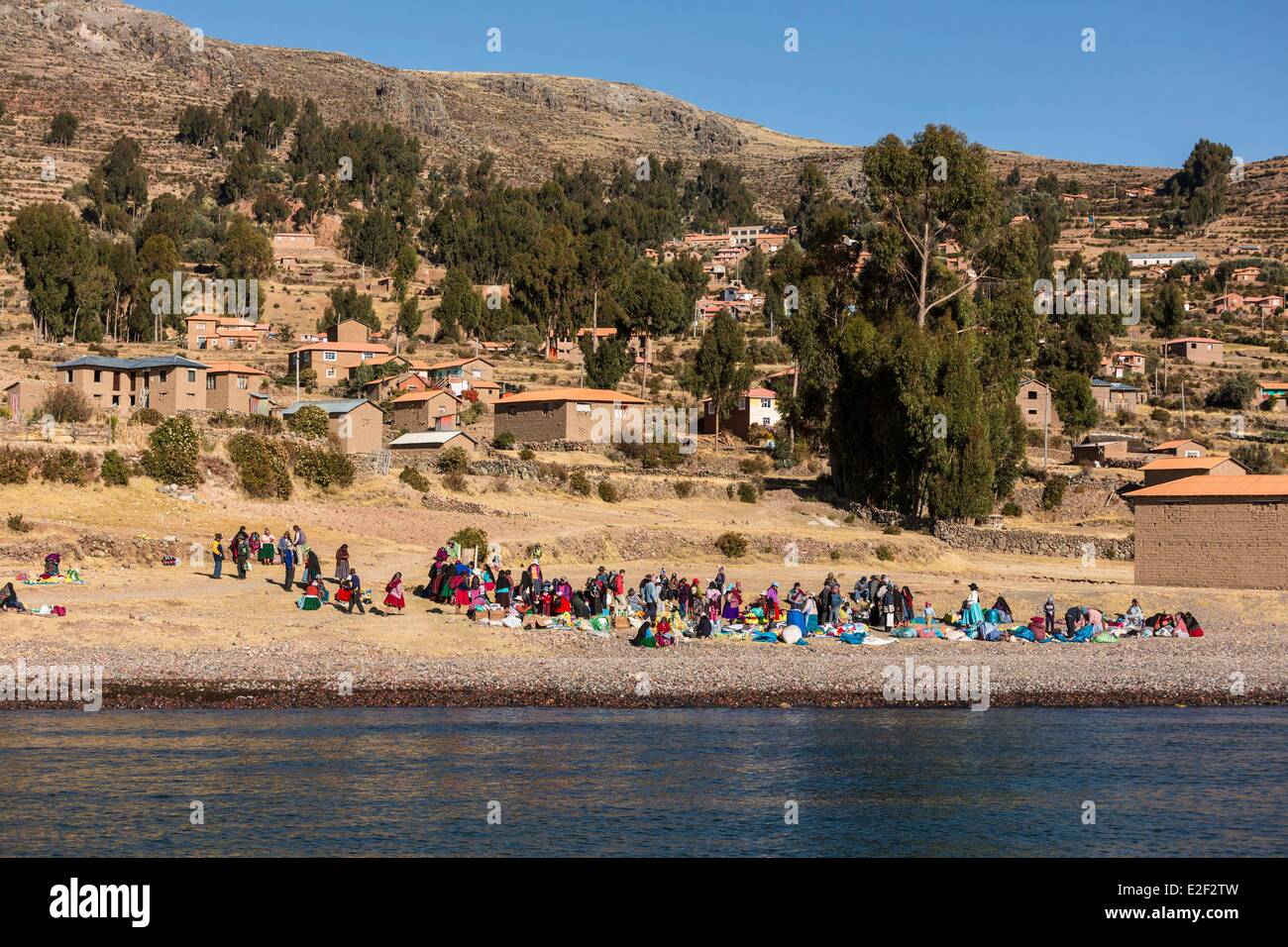 Peru, Puno Province, Lake Titicaca, Amantani Island Stock Photo - Alamy