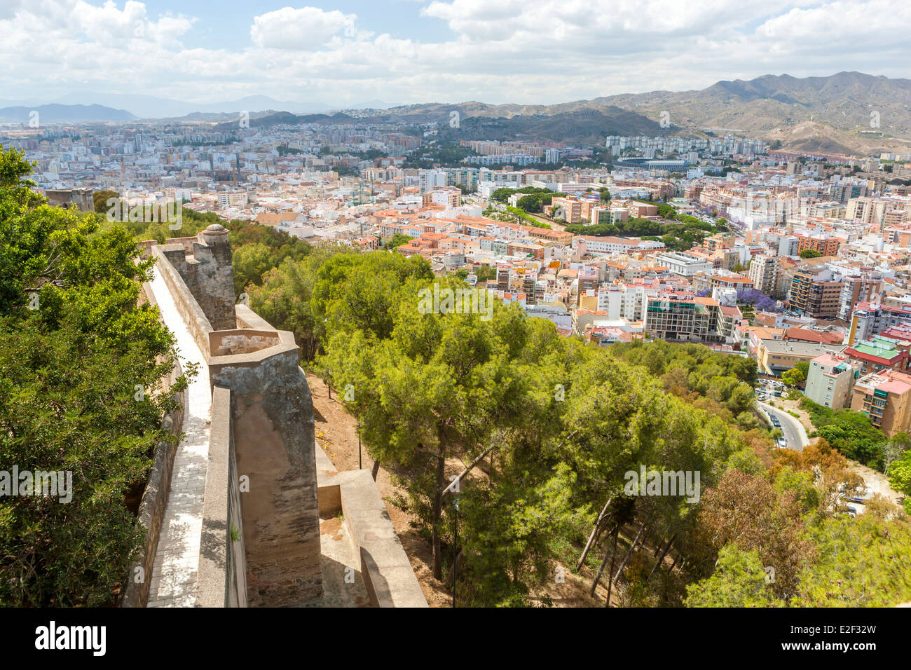 Castillo de Gibralfaro, Castle on Monte de Gibralfaro, Málaga, Costa del Sol, Andalusia, Spain ...