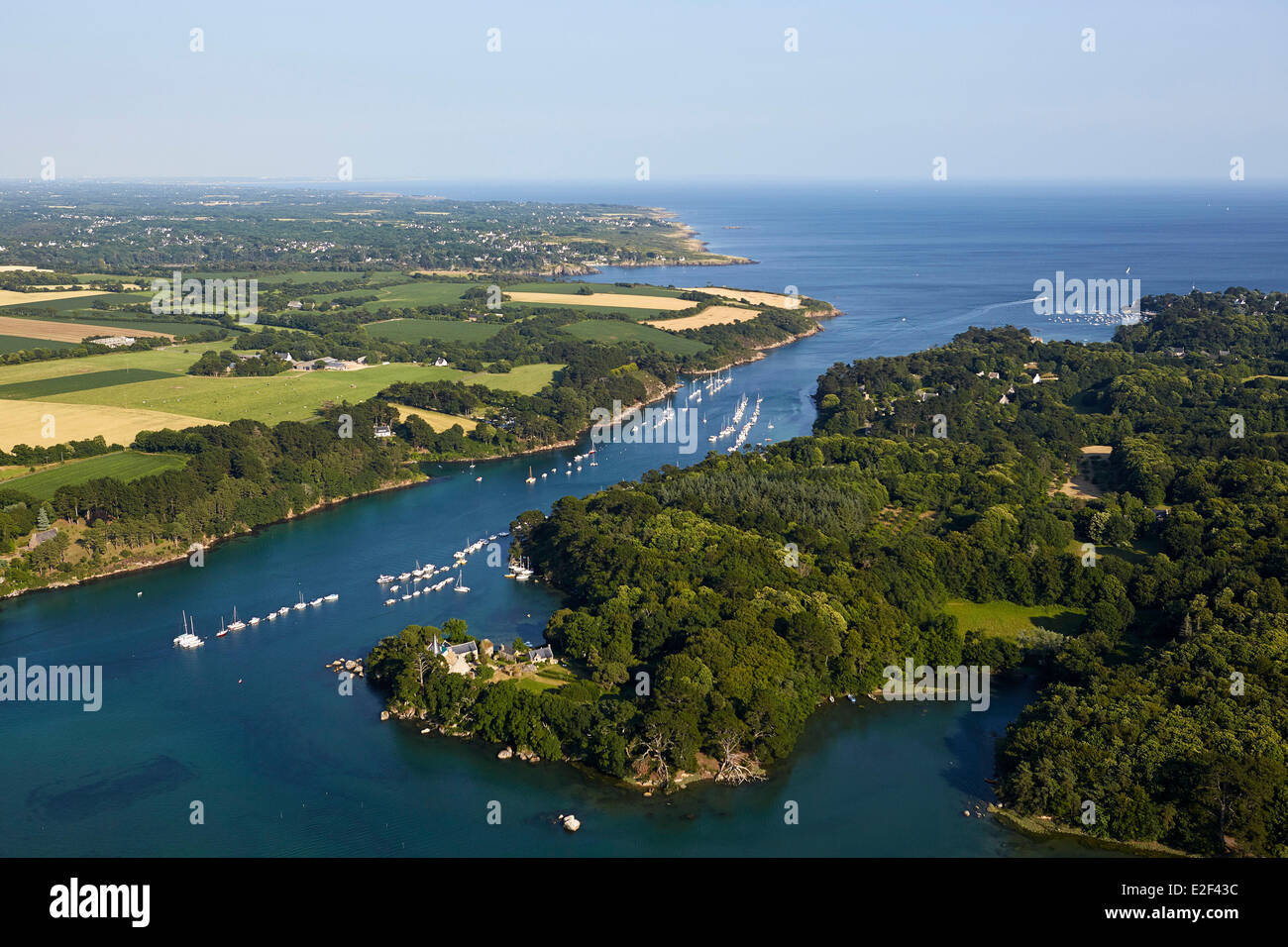 France, Finistere, Nevez, the Aven river (aerial view Stock Photo - Alamy
