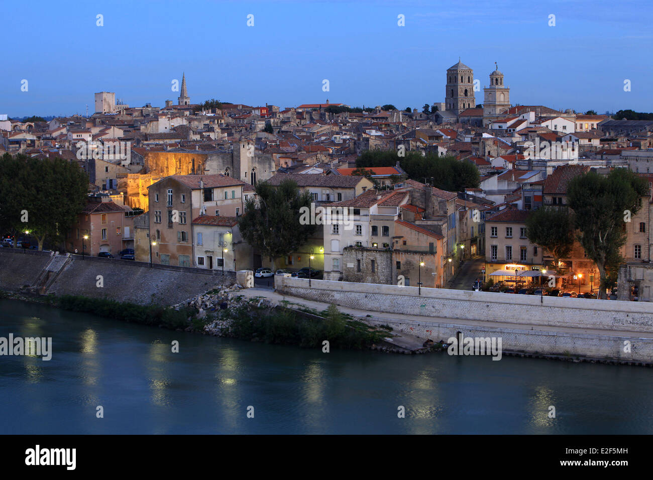 France, Bouches du Rhone, Arles, Quai Marx Dormoy, Rhone Stock Photo ...