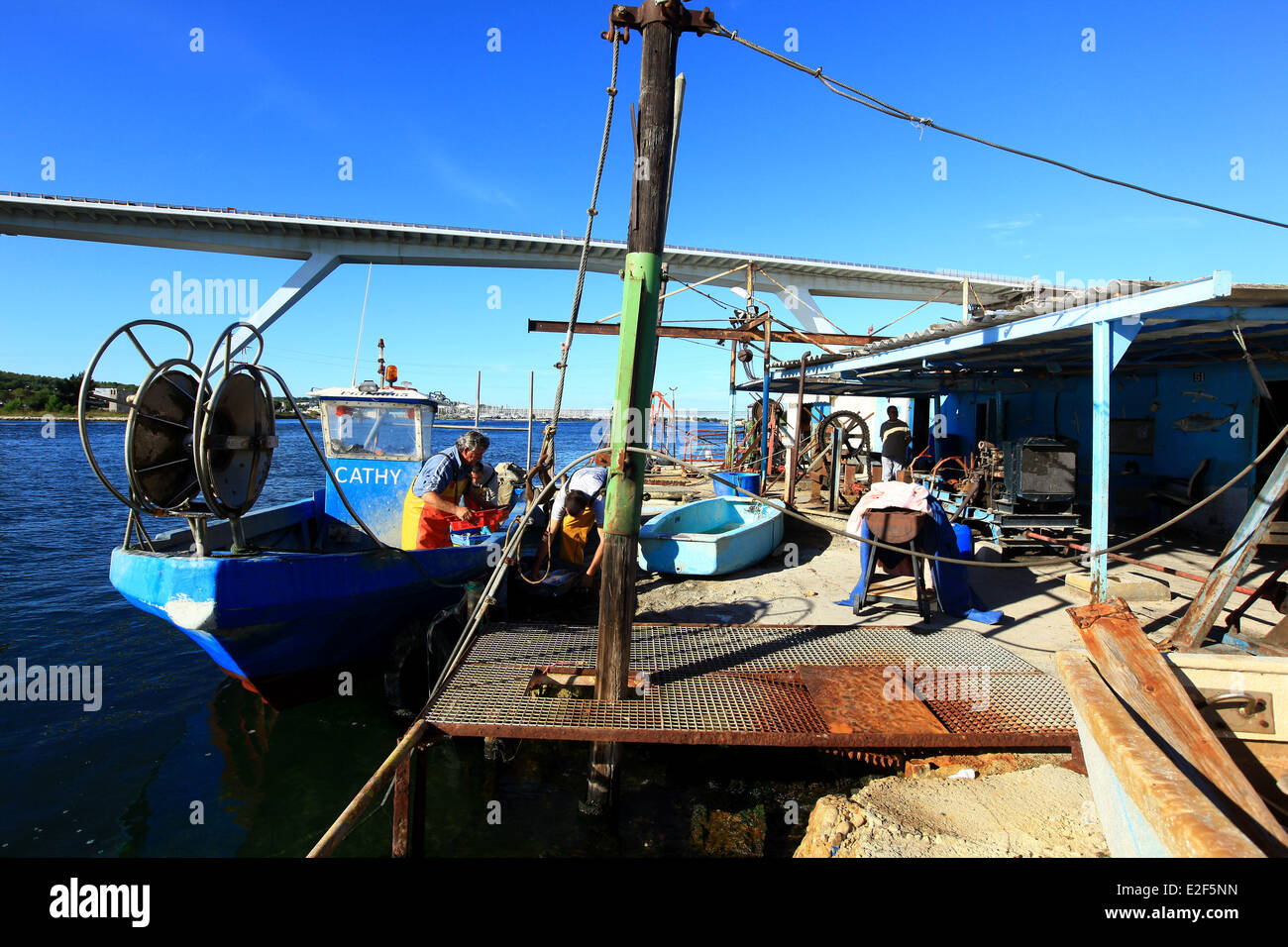 France Bouches du Rhone Martigues Caronte channel fishing mules (mullet ...