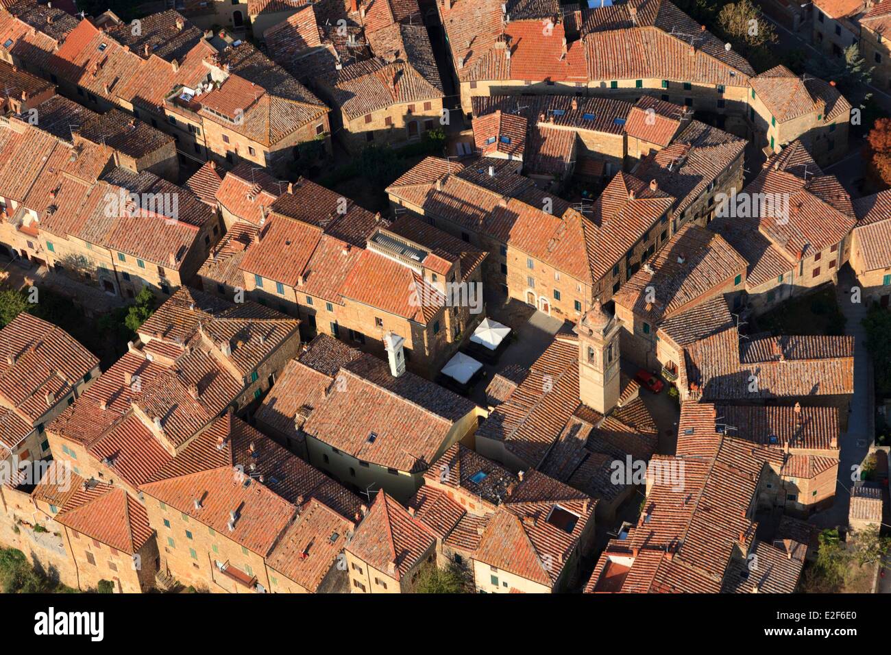 Italy, Tuscany, Val d'Oreia, Castelmuzio (aerial view Stock Photo - Alamy
