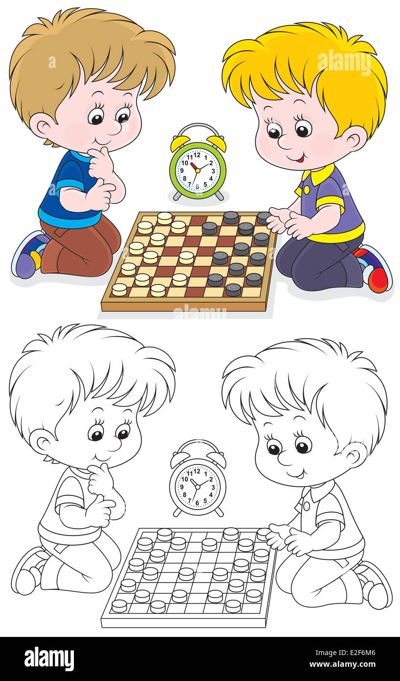 Children play checkers Stock Photo - Alamy
