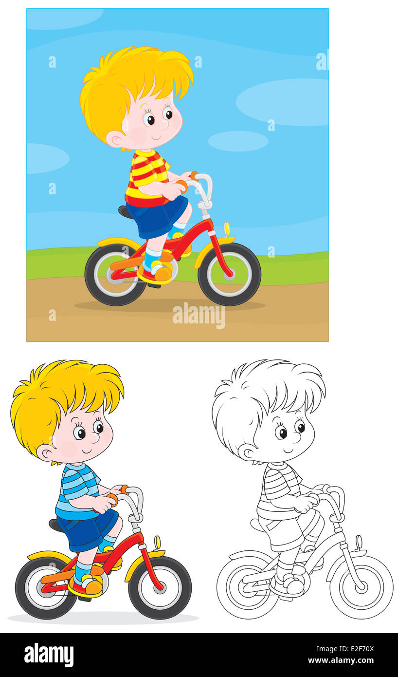 Boy riding bike coloring page hi-res stock photography and images - Alamy