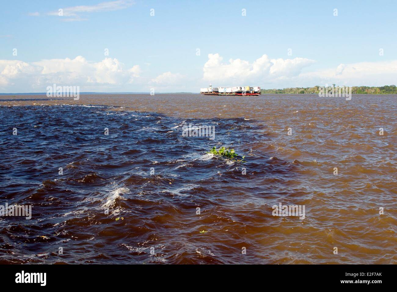 Brazil Amazonas State Amazon River phenomenon of the meeting of waters ...