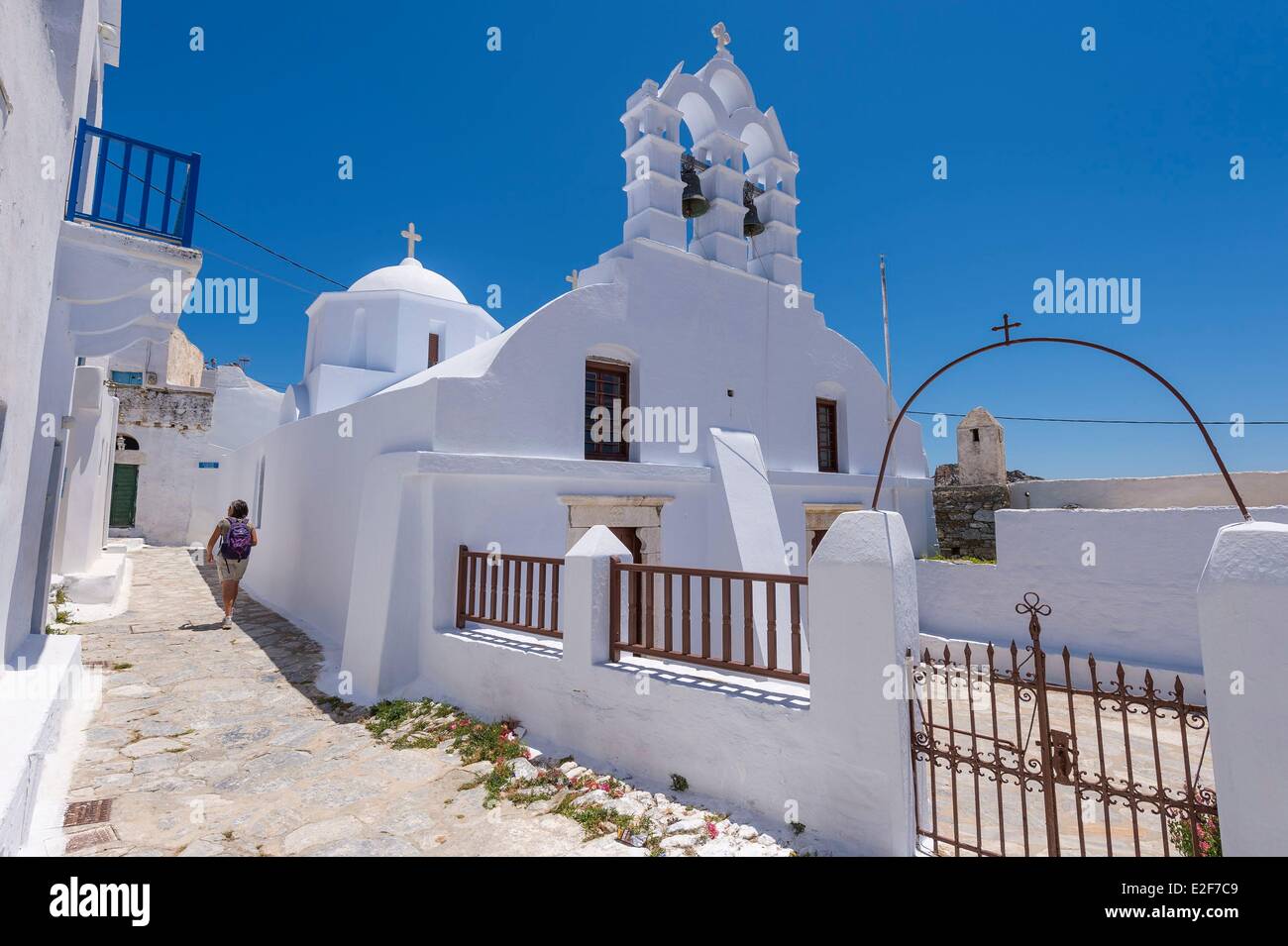 Greece, Cyclades islands, Amorgos island, Chora (or Hora) the capitale ...