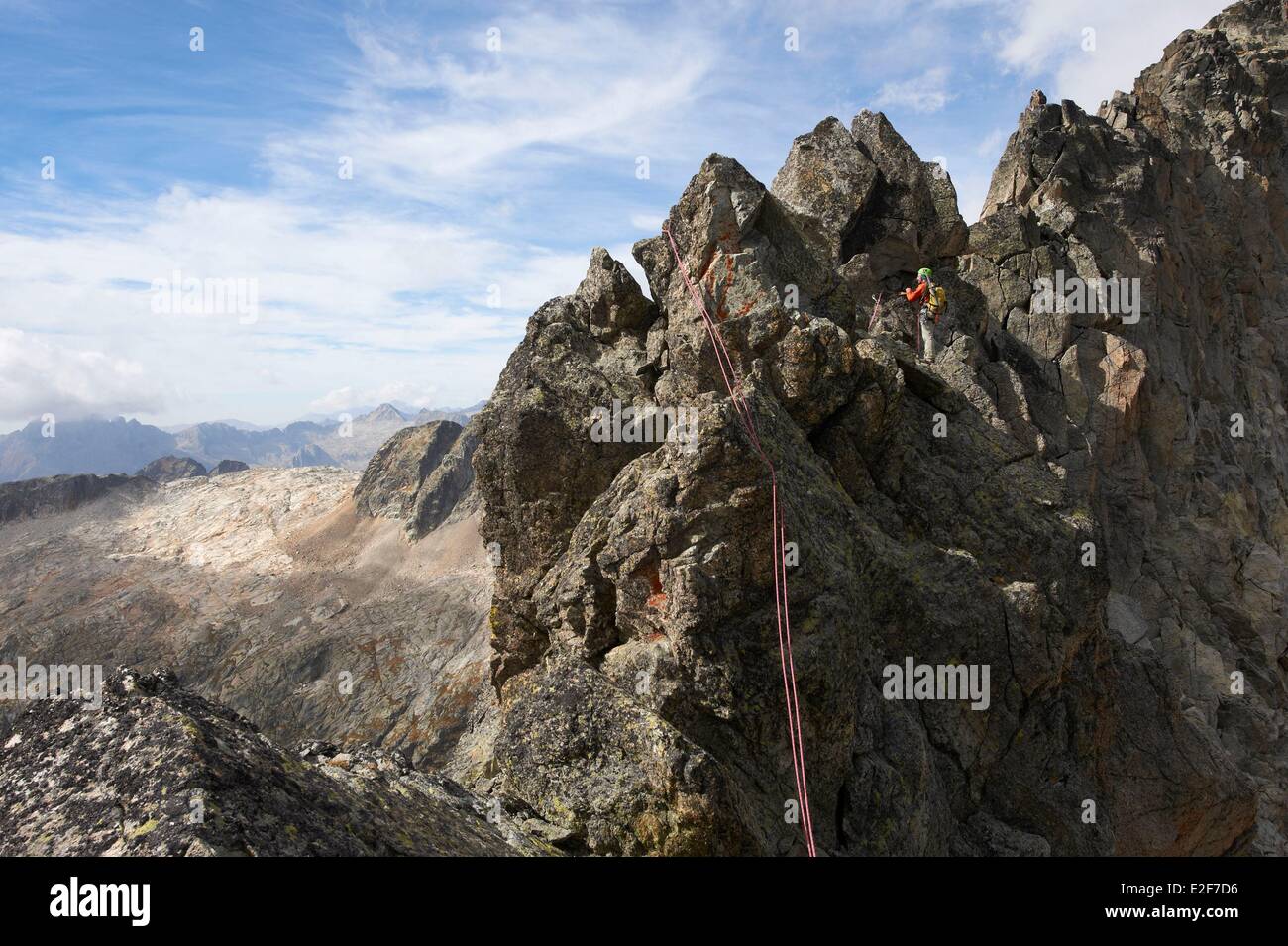 France, Haute Garonne, climbing the ridges Boum Maupas, Spanish slope ...