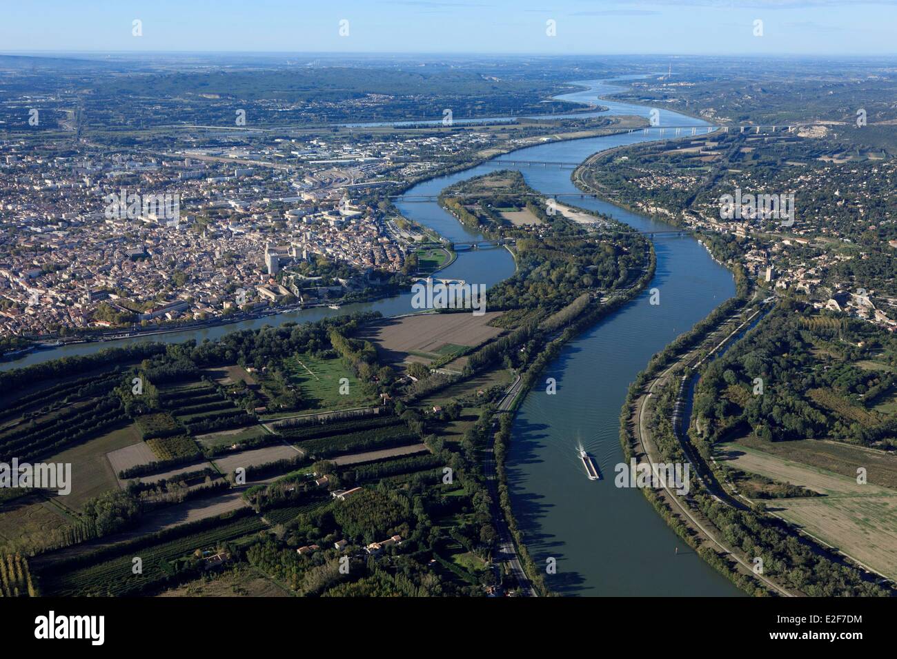 France, Vaucluse, Avignon, the Rhone Island of Barthelasse, Villeneuve ...