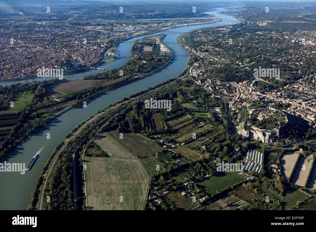 France, Gard, Villeneuve les Avignon, the Rhone, Island of Barthelasse ...