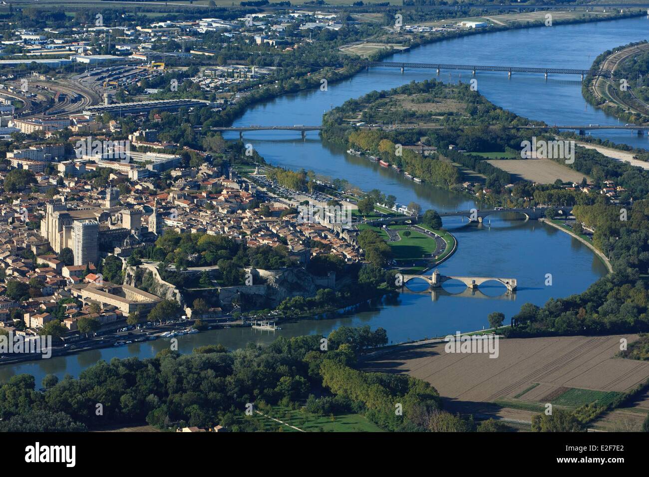 France Vaucluse Avignon the Rhone the island of Barthelasse Villeneuve ...