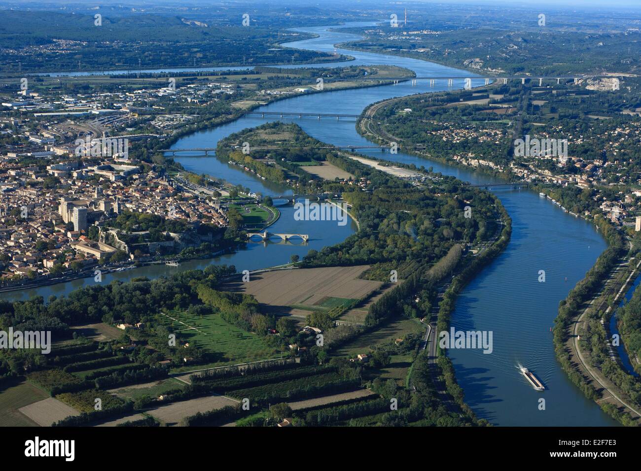 France, Vaucluse, Avignon, the Rhone Island of Barthelasse, Villeneuve ...