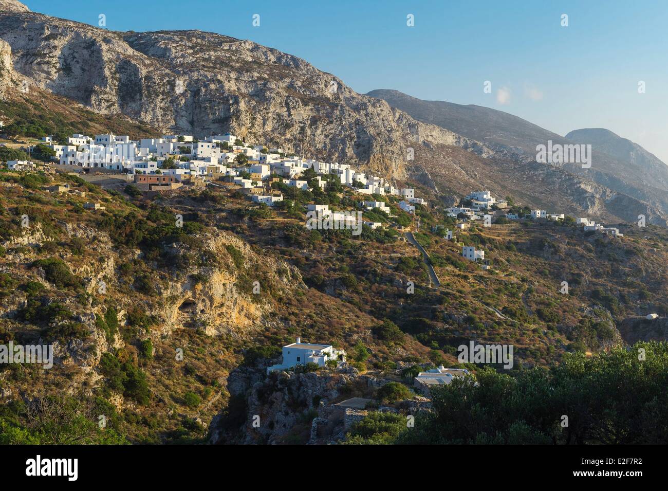 Greece, Cyclades islands, Amorgos island, Langada village Stock Photo ...