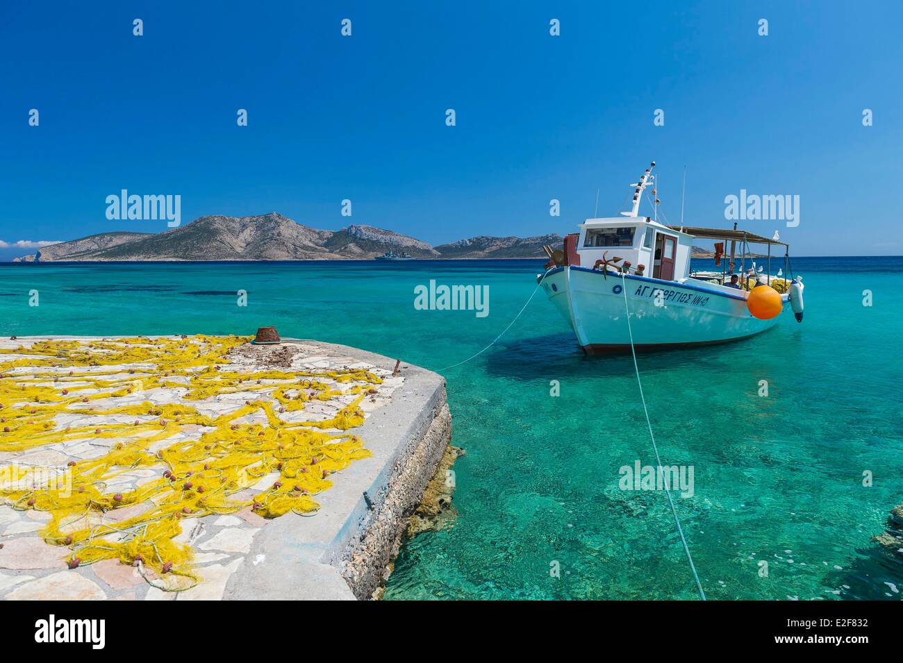 Greece, Cyclades islands, Small Cyclades, Koufonissia island, Hora port ...