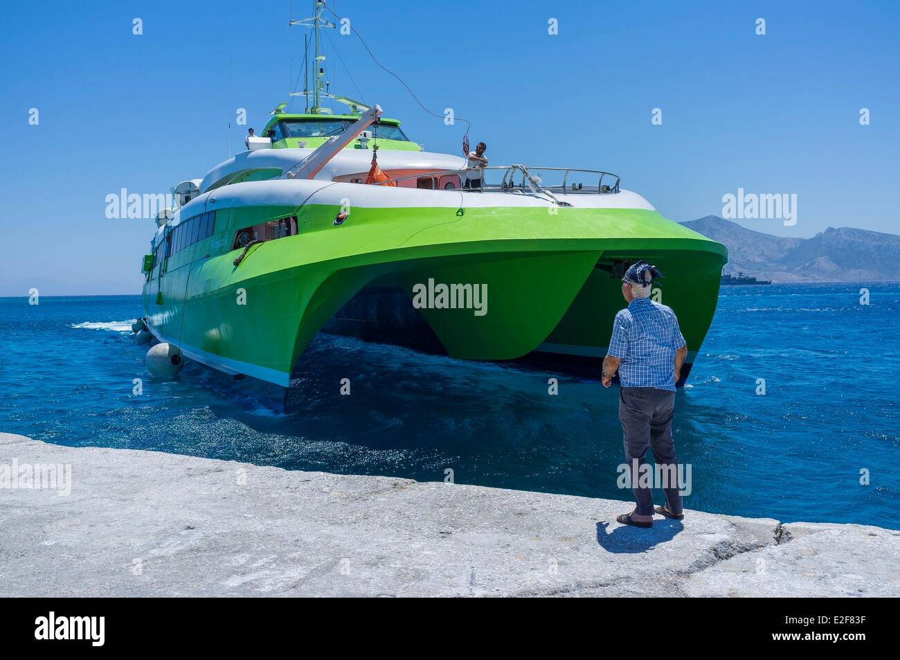 Greece, Cyclades islands, Small Cyclades, Koufonissia island, hydrofoil ...
