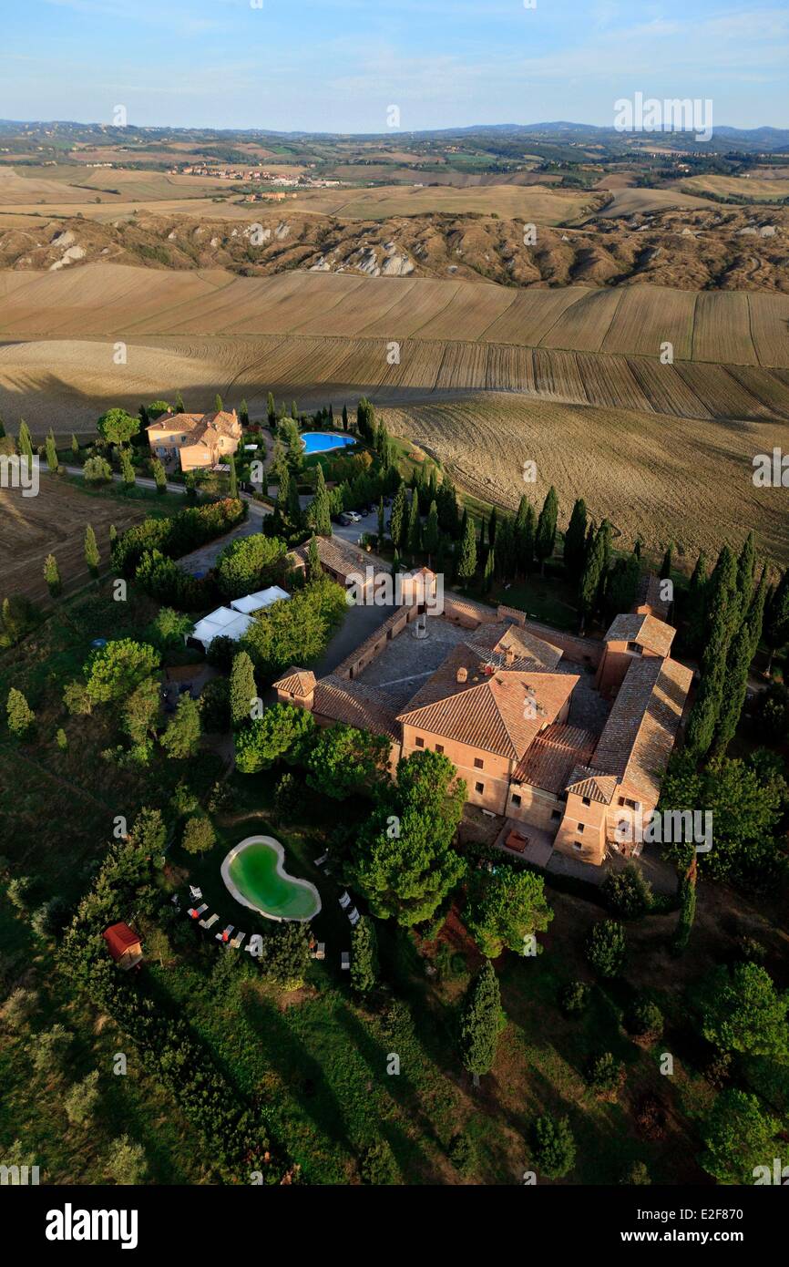 Italy Tuscany Siena countryside landscape with ridges Mucigliani Strada ...