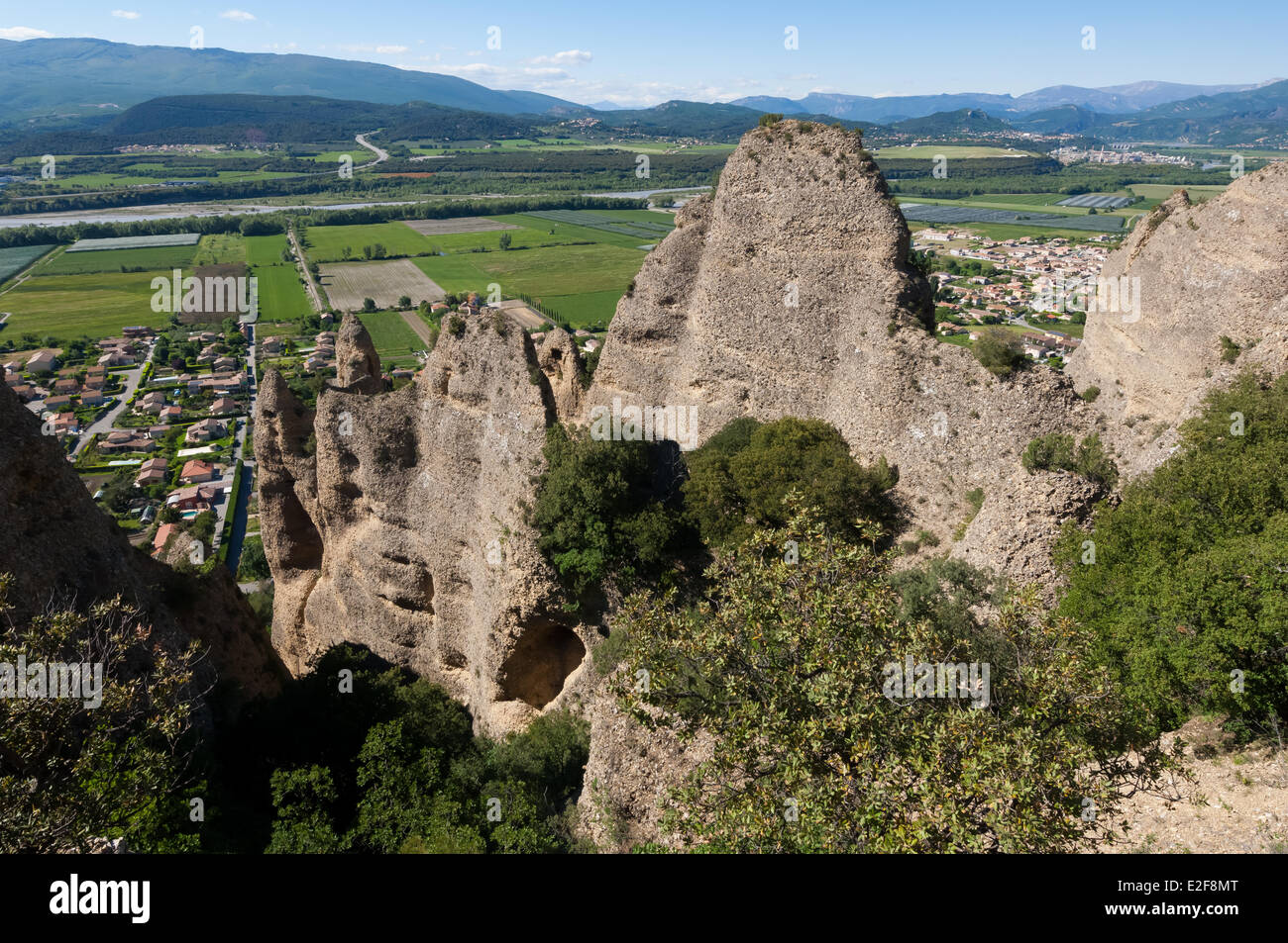 France, Alpes de Haute Provence, Les Mees, Penitents rock, or tuff ...