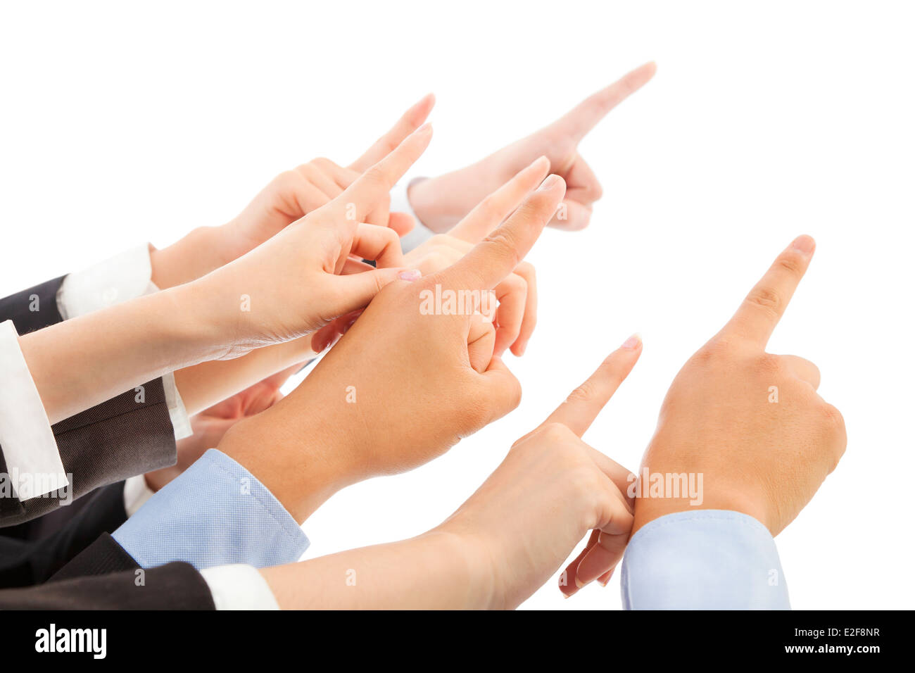 business people hands showing the same direction Stock Photo - Alamy