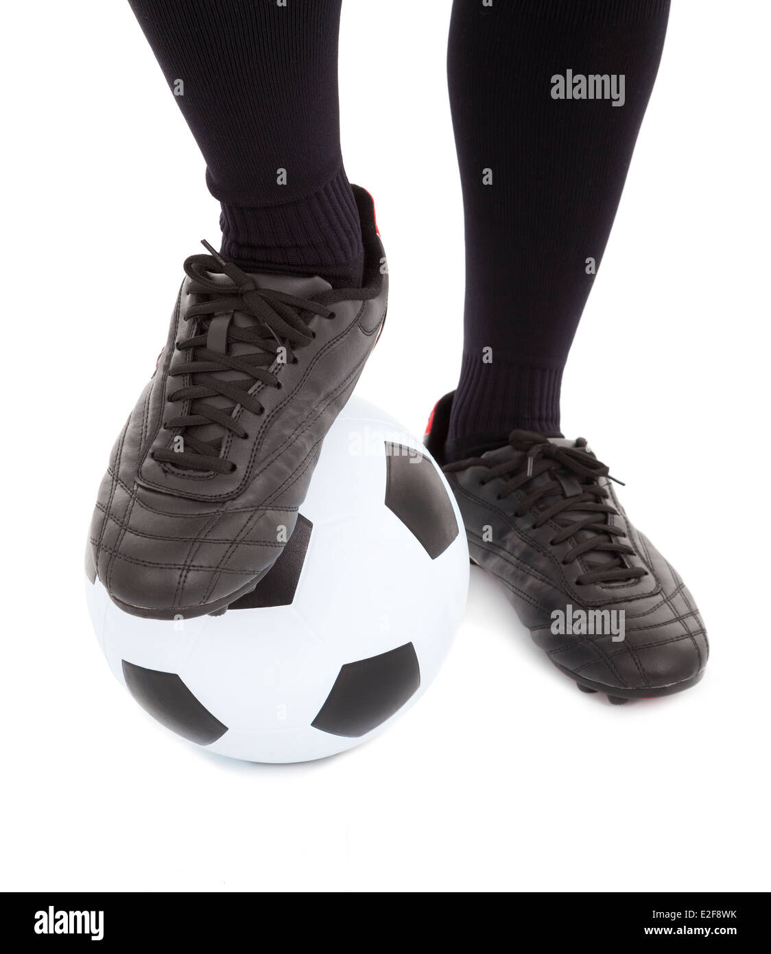 Soccer player's feet and football. isolated on a white background Stock ...