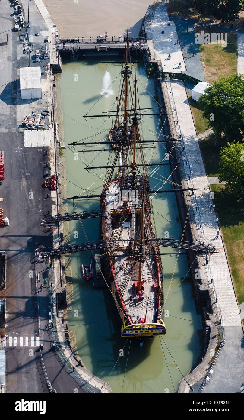 France, Charente Maritime, Rochefort, the Hermione frigate in drydock ...