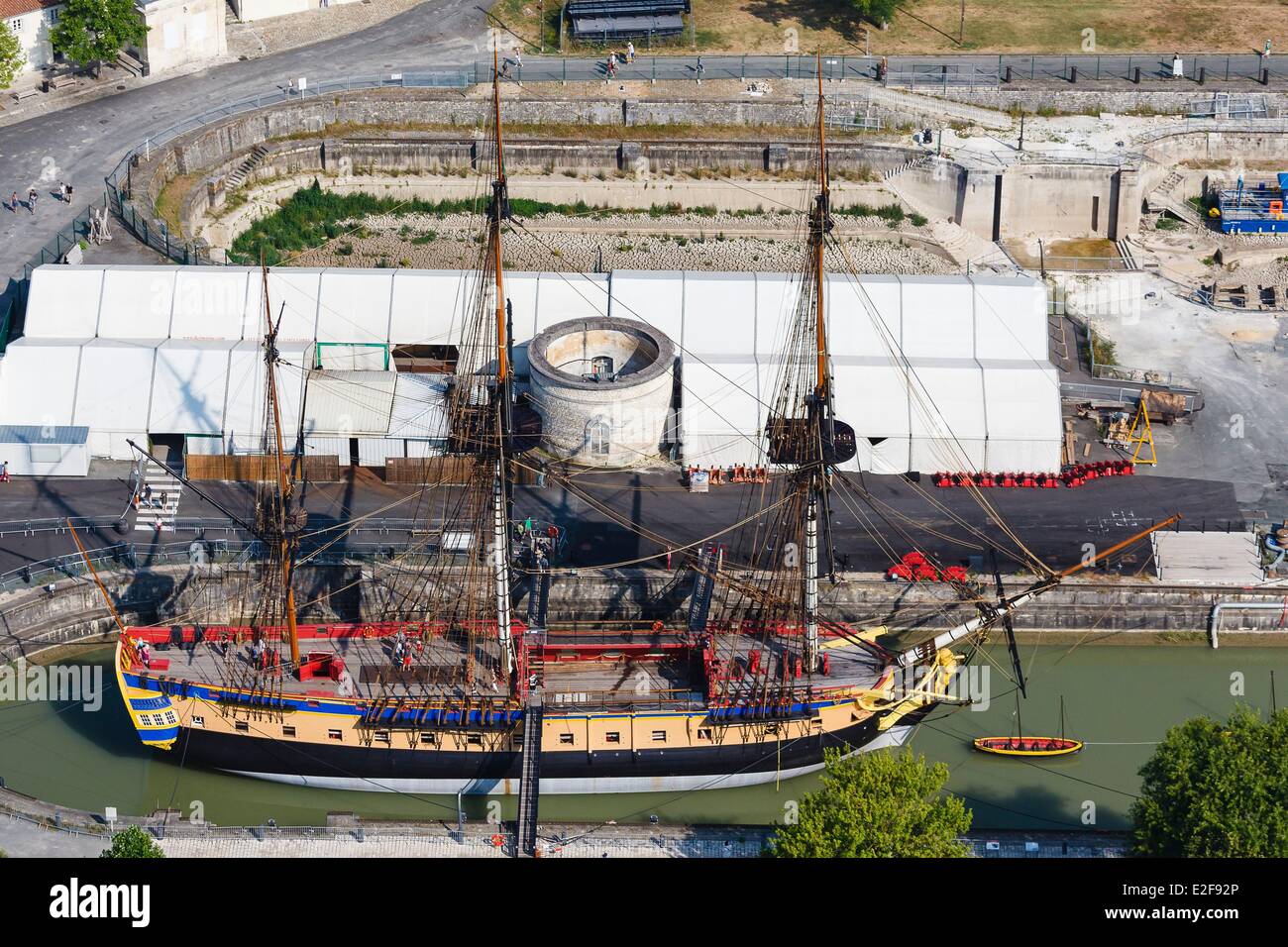France, Charente Maritime, Rochefort, the Hermione frigate in drydock ...