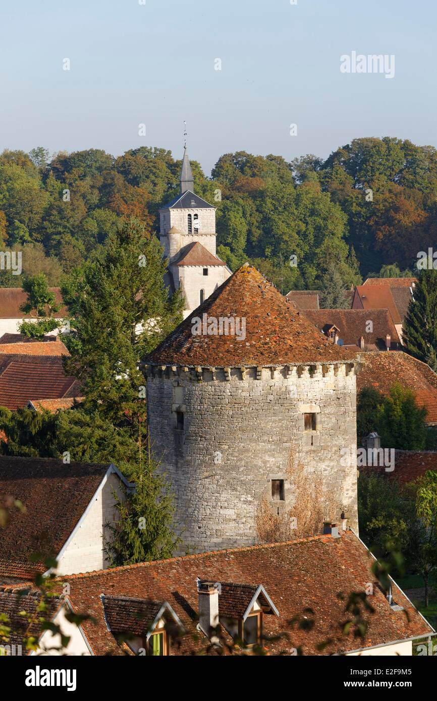 France, Cote d'Or, Beze, Saint Remi church, Chaux tower, Beze valley ...