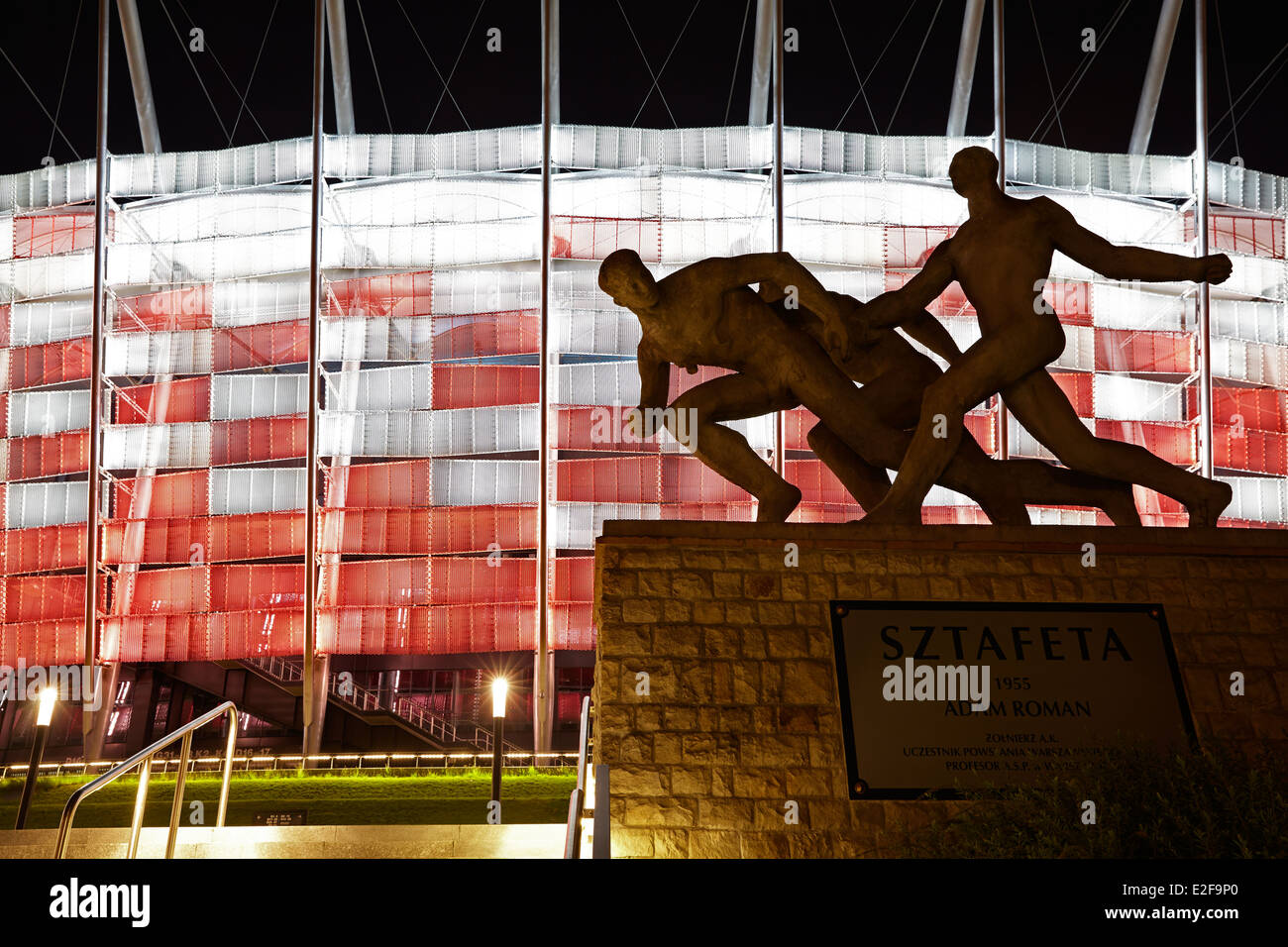 Relay-race. View of the football stadium at night Stock Photo - Alamy