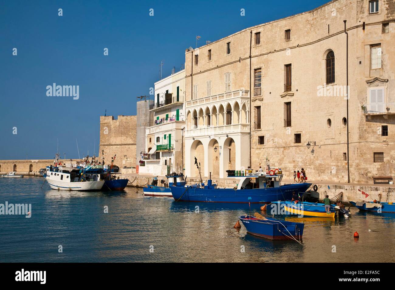 Italy, Puglia, Monopoli, old town, harbour, Adriatic Sea Stock Photo ...