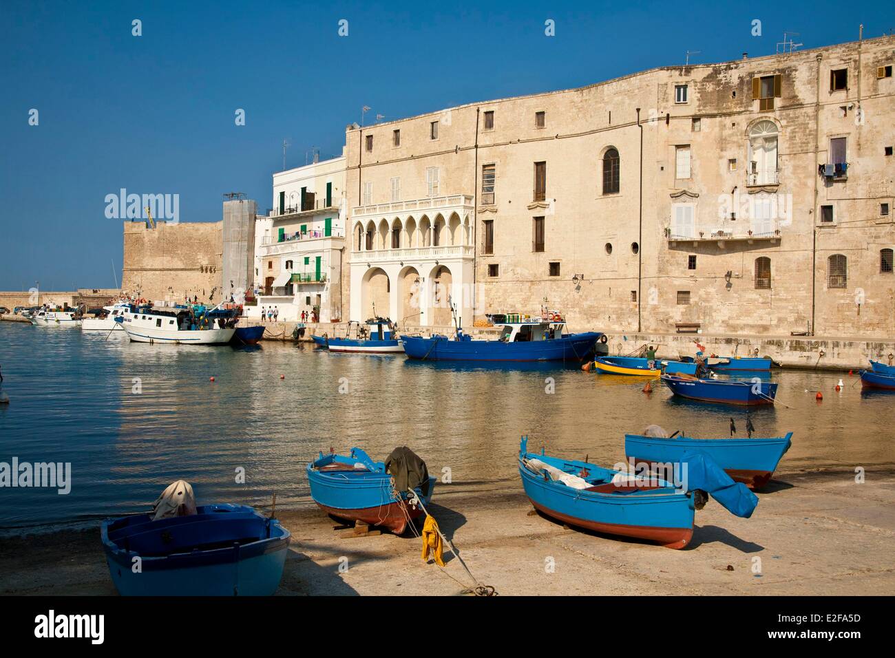 Italy, Puglia, Monopoli, old town, harbour, Adriatic Sea Stock Photo ...