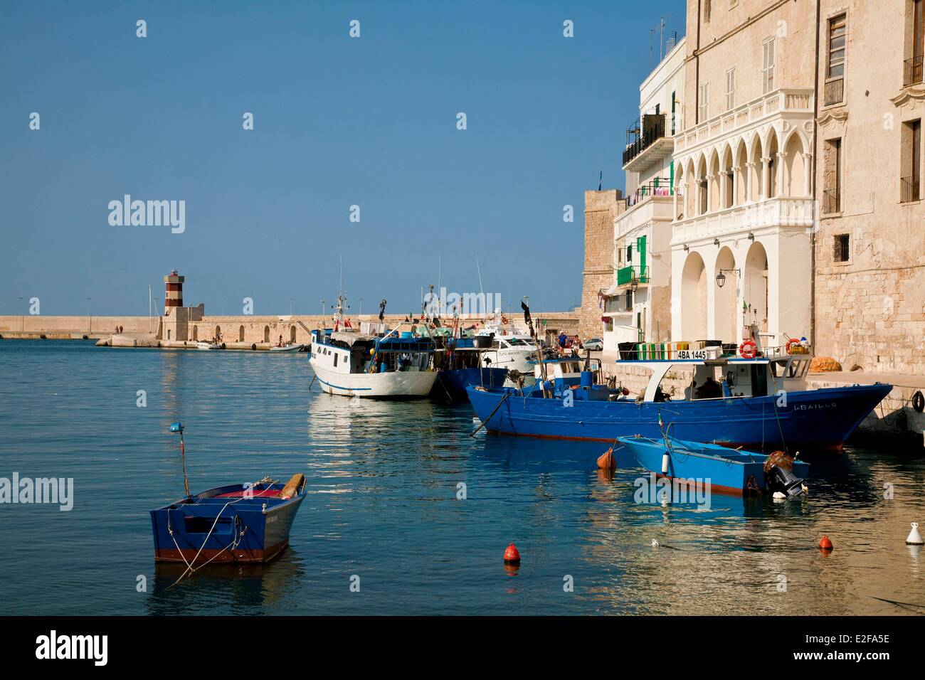 Italy, Puglia, Monopoli, old town, harbour, Adriatic Sea Stock Photo ...