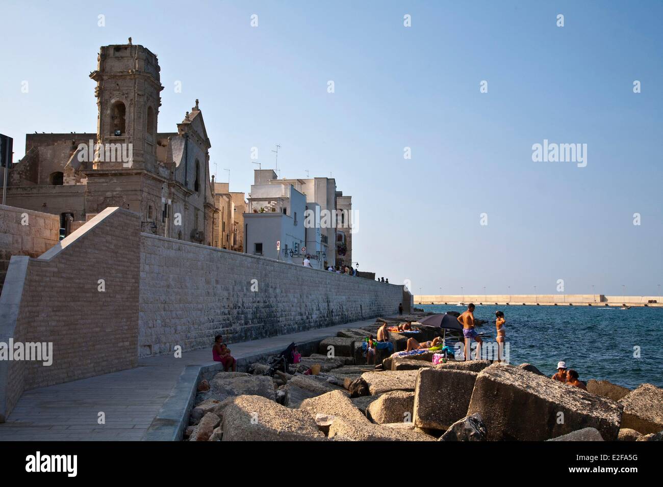Italy, Puglia, Monopoli, old town, harbour, swimming area, Adriatic Sea ...