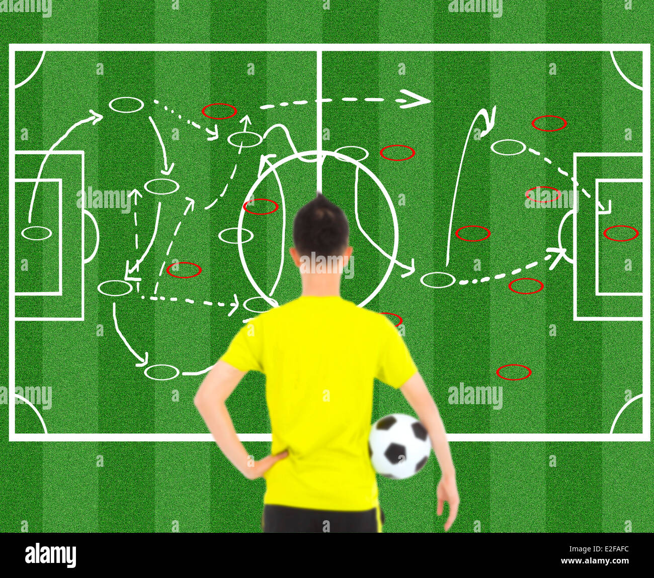 soccer player holding a ball and thinking attack tactics Stock Photo ...