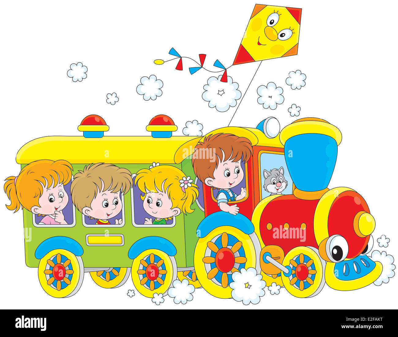 Children travel by train Stock Photo - Alamy