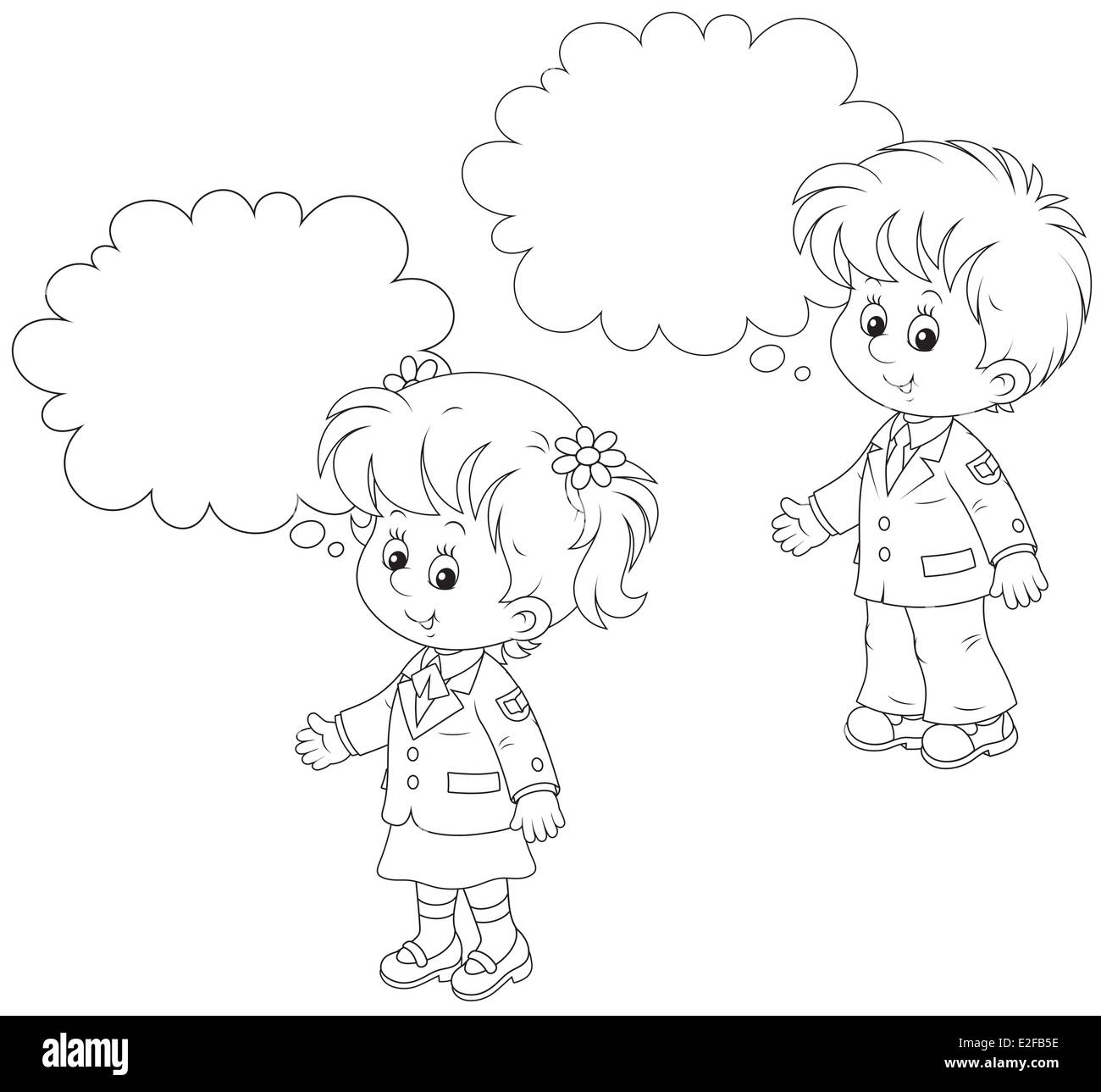 Boy and girl talking school Black and White Stock Photos & Images - Alamy
